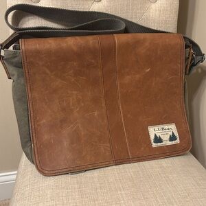 L.L. Bean | Bags | Ll Bean Brown And Green Mens Messenger Bag | Poshmark